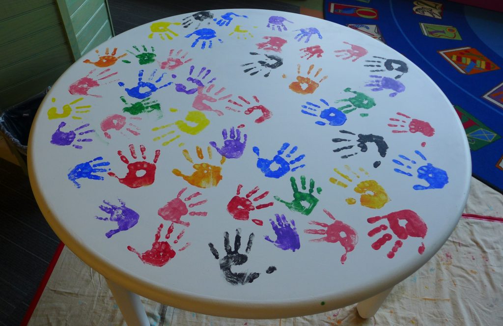 hand print table – Palm Harbor Library